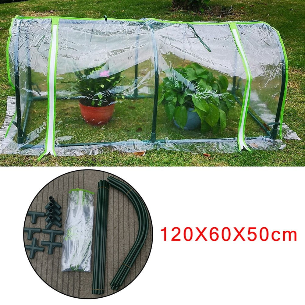 Transparent PVC Cover Tunnel Greenhouse Grow House Steel Frame ...