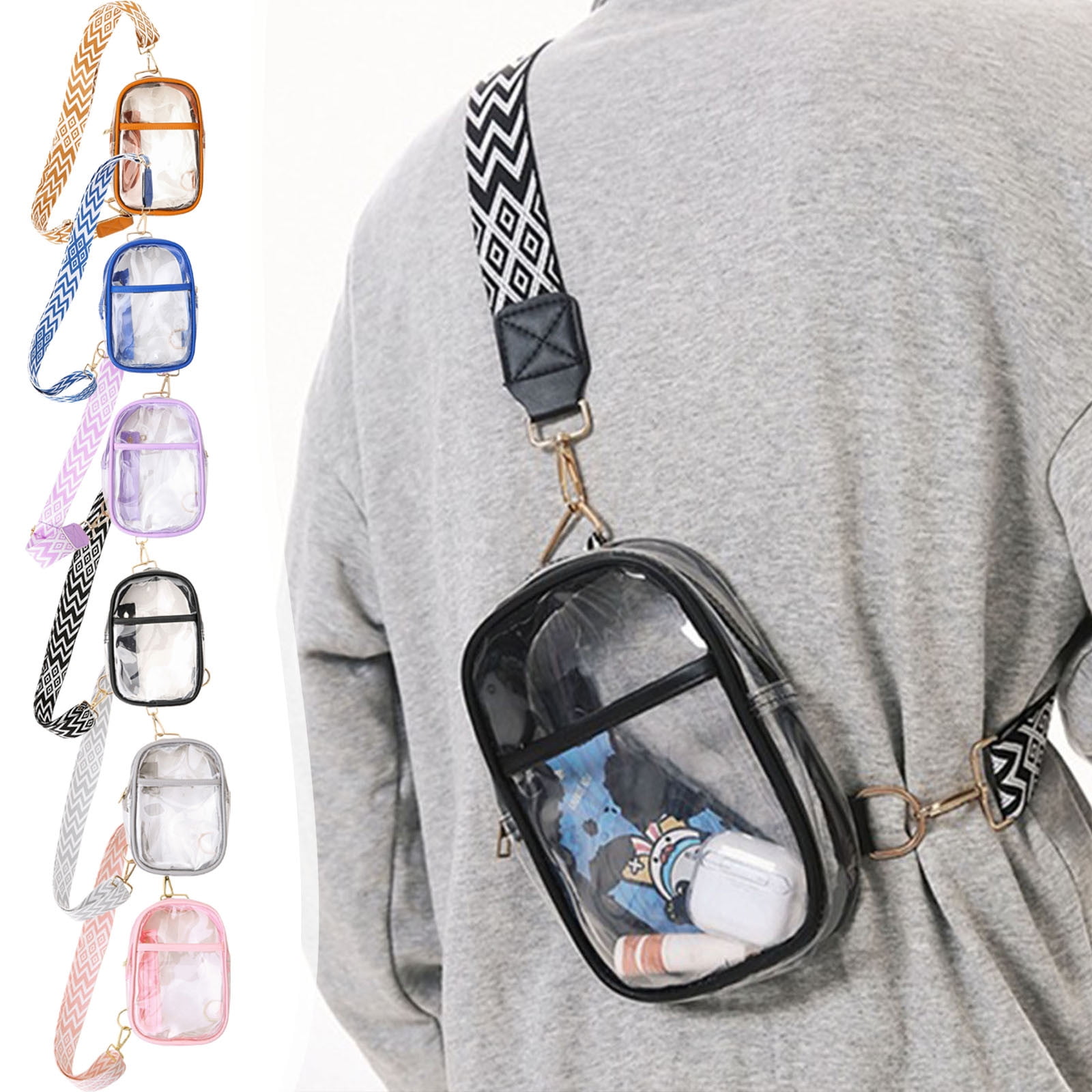 Transparent PVC Crossbody Bag, Small Shoulder Chest Bag with Front ...