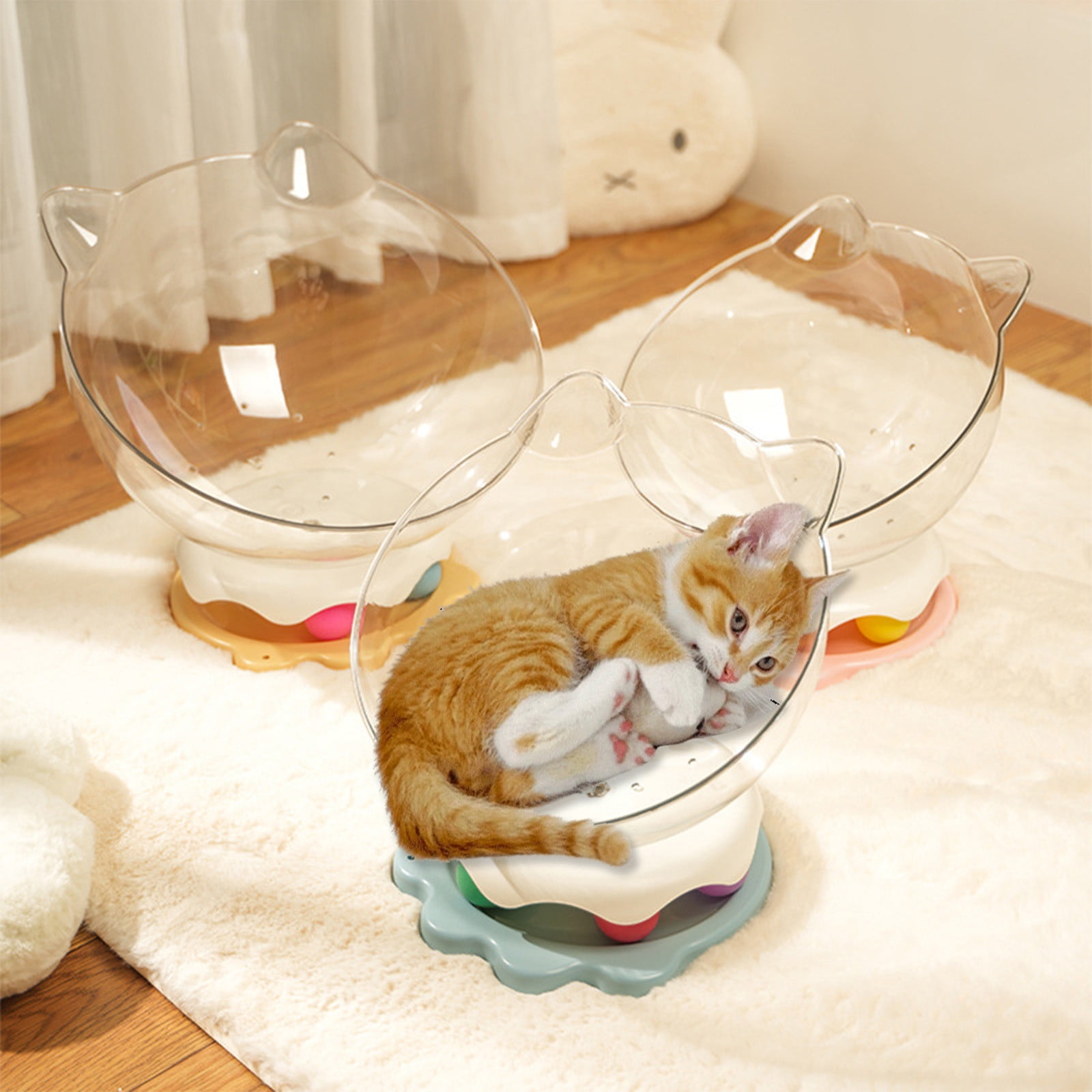 Transparent Pet Bed,Rotating Cat Bed,Clear Sleep Shelter,Universal ...