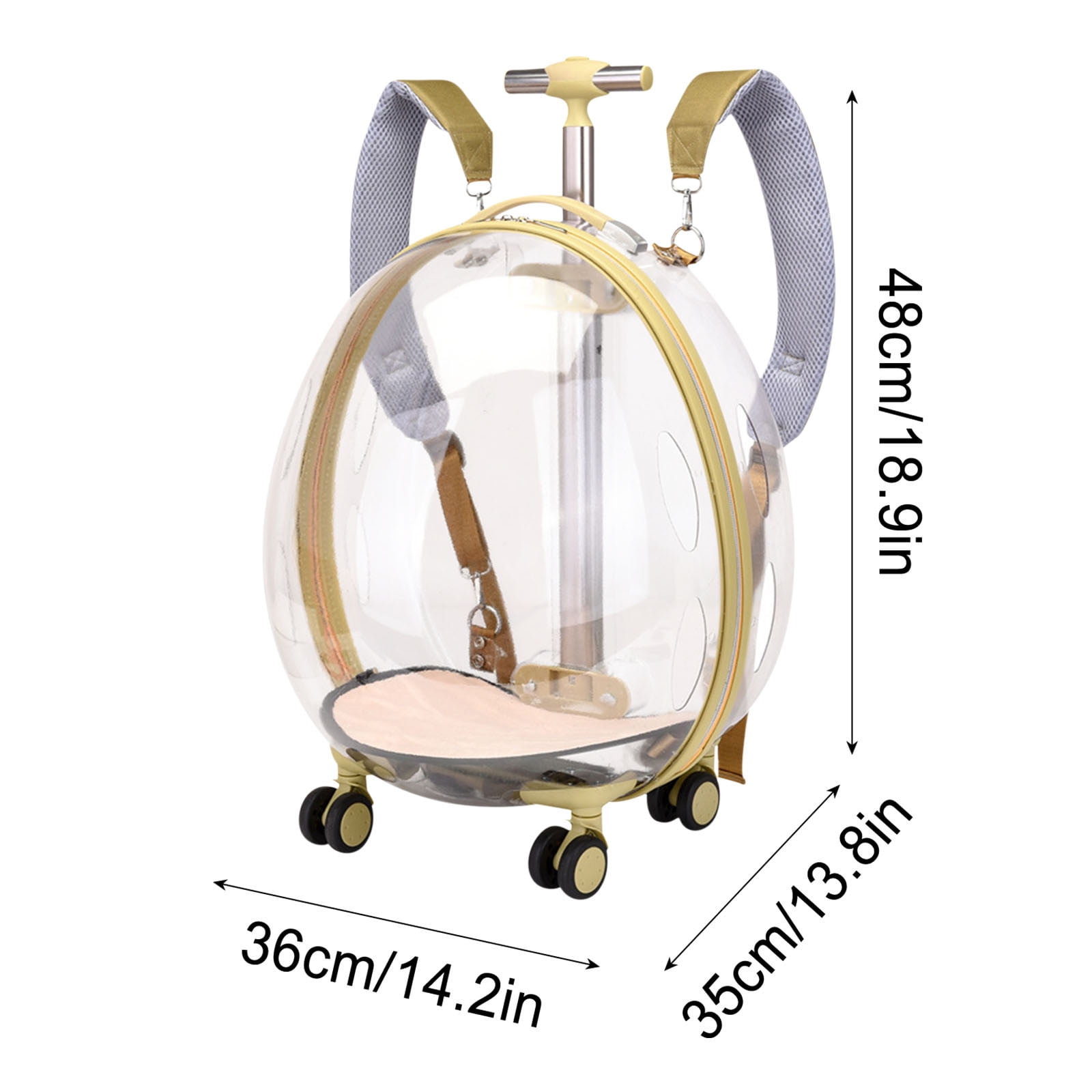 Transparent Pet Carrier Travel Trolley Airline-Approved XXL Cat Dog ...