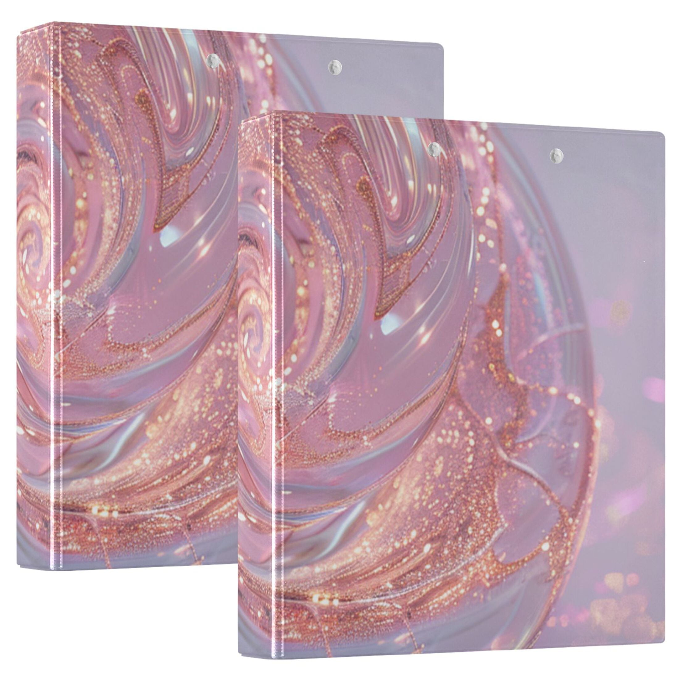 Transparent Pink Spiral 3 Ring Binders 1.5 inch Hardcover File Folders ...