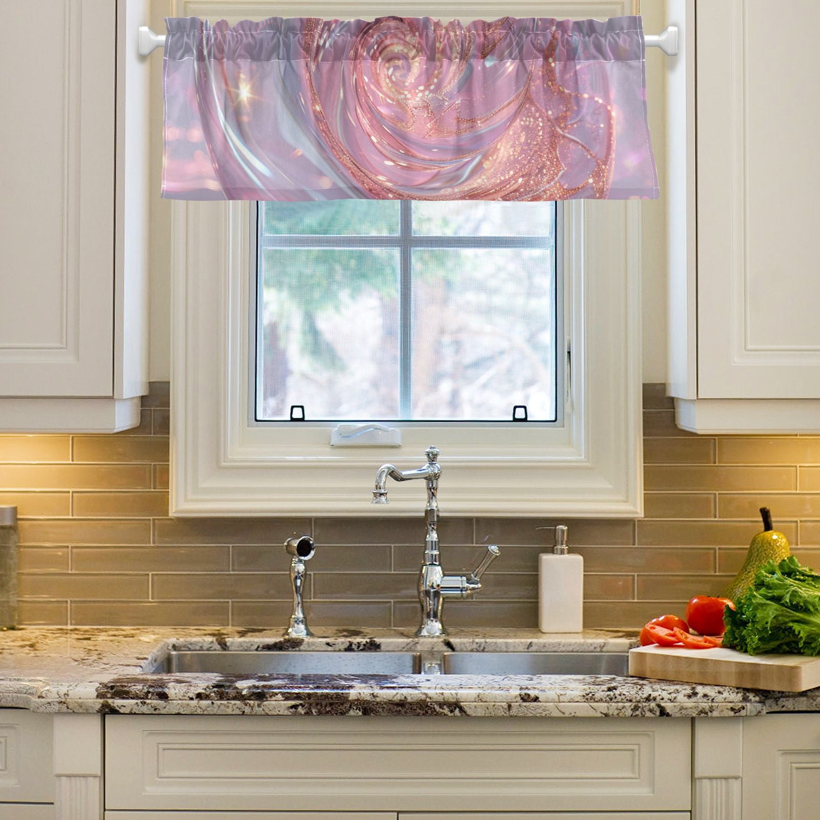 Transparent Pink Spiral Curtain Valances Farmhouse Design Window ...