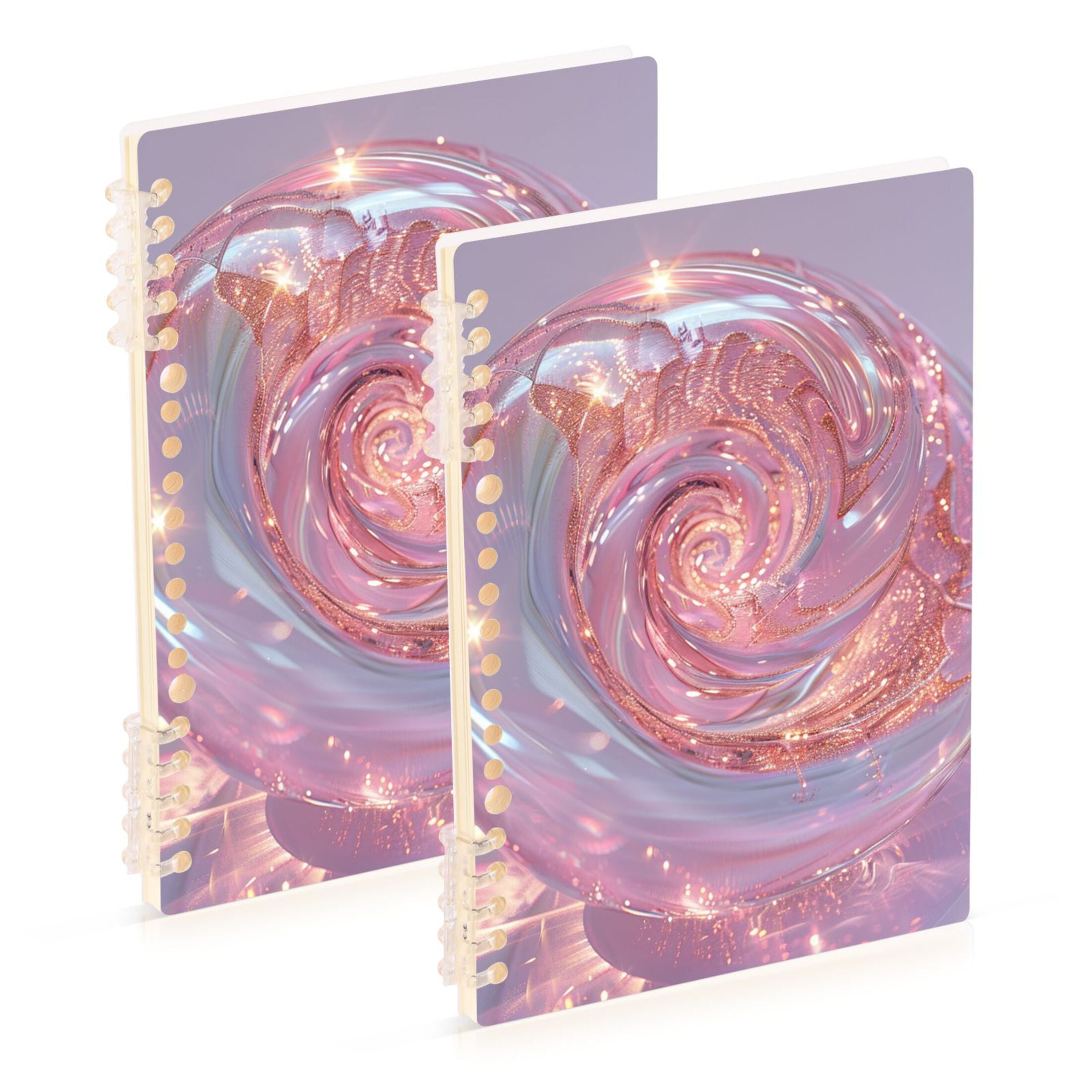 Transparent Pink Spiral Ring Binder Notebook Journey Note Diary College ...