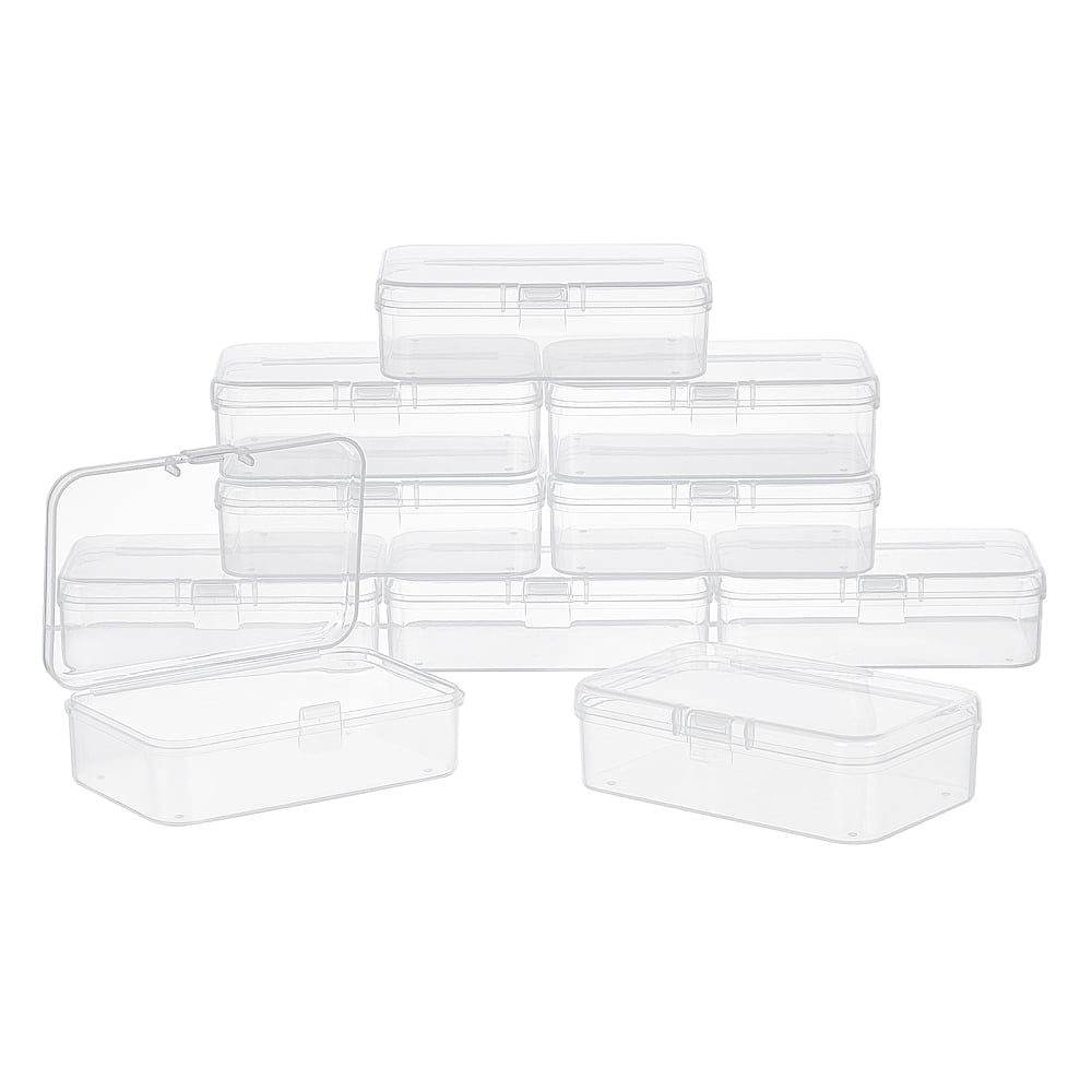 Transparent Plastic Bead Containers with Hinged Lids Rectangle Clear 8 ...
