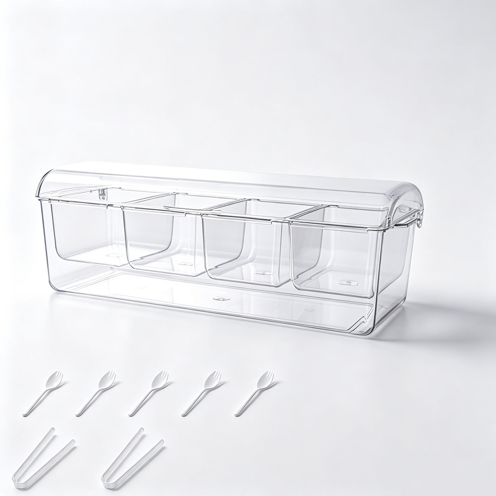 Transparent Plastic Divided Storage Box with Lid - Kitchen Fruit ...