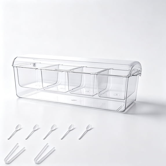 Transparent Plastic Divided Storage Box with Lid - Kitchen Fruit ...