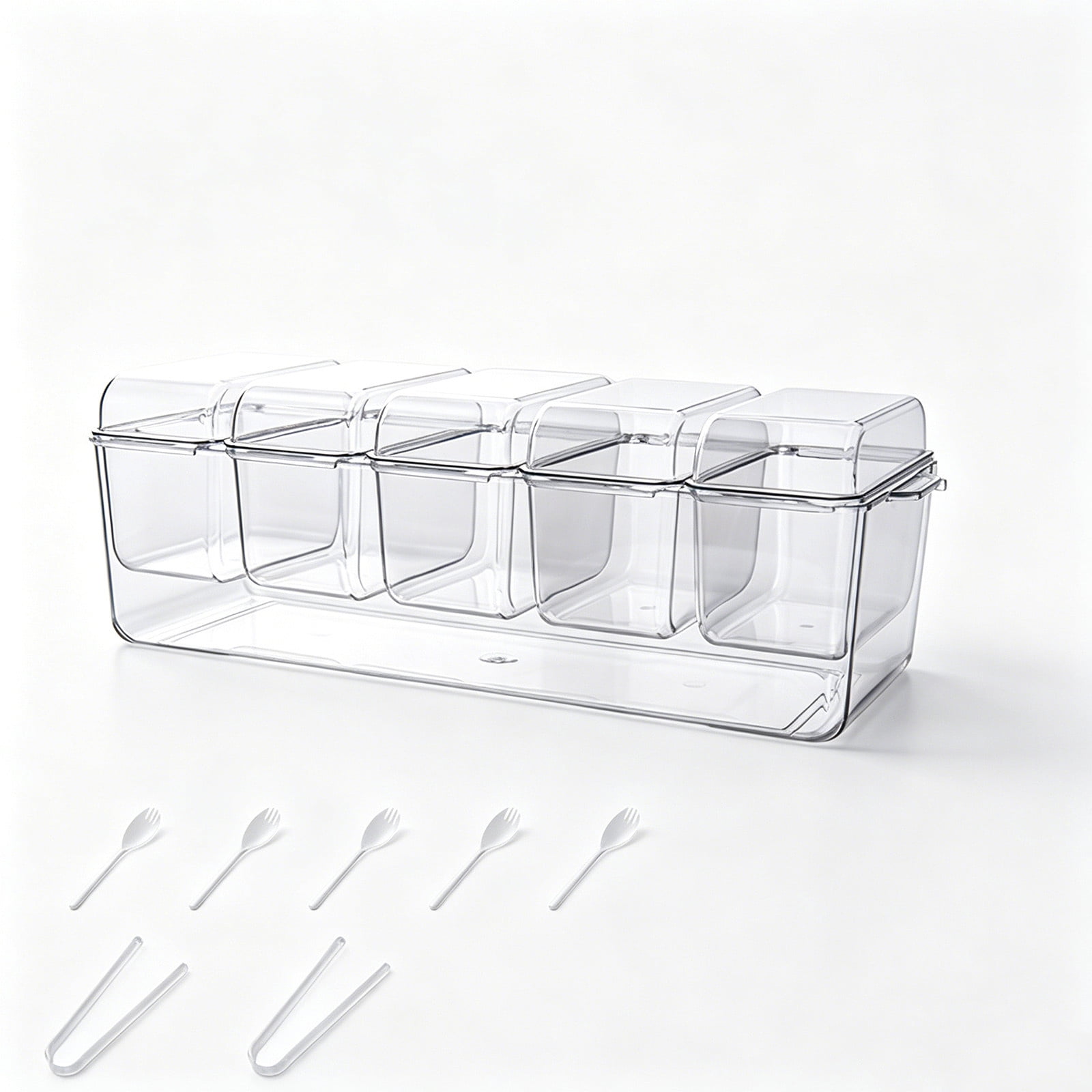 Transparent Plastic Divided Storage Box with Lid - Kitchen Fruit ...