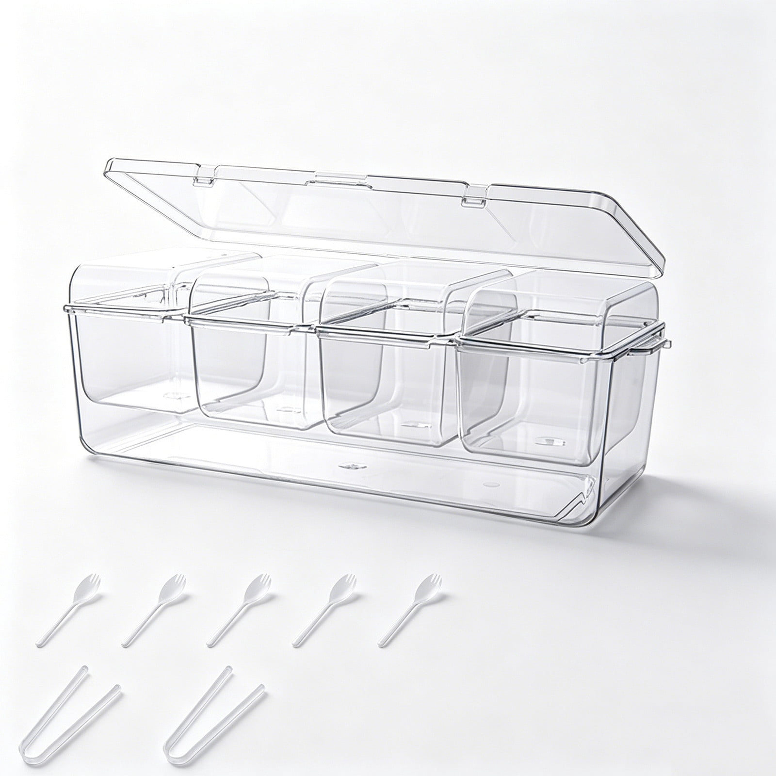 Transparent Plastic Divided Storage Box with Lid - Kitchen Fruit ...