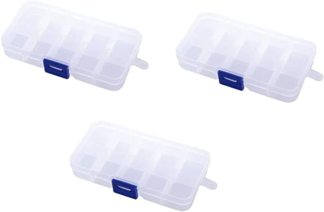 Transparent Plastic Grid Box Storage Organizer, Dividers Travel Small Size Case with Lid for ...