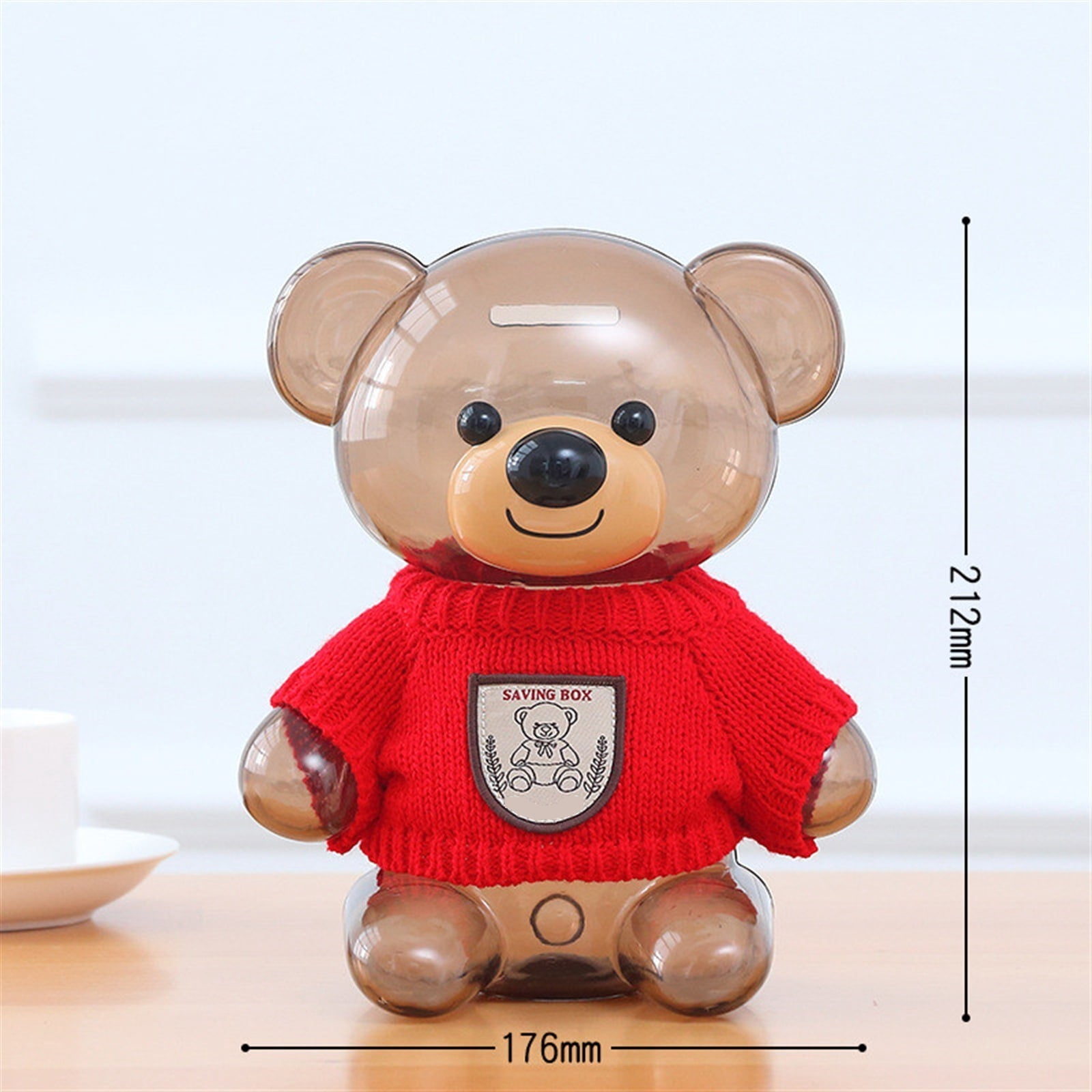 Transparent Plastic Money Saving Box Cute Cartoon Bear Coin Piggy Bank ...