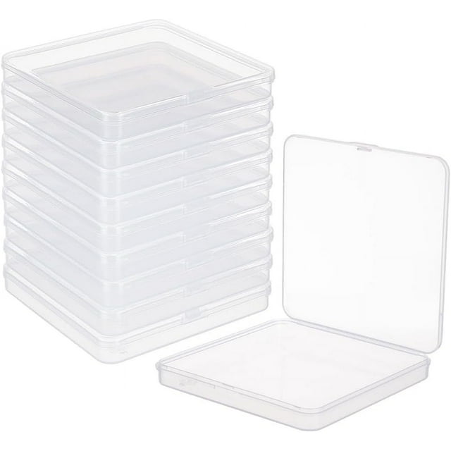 Transparent Plastic Storage Boxes Square Case with Hinged Lid ...