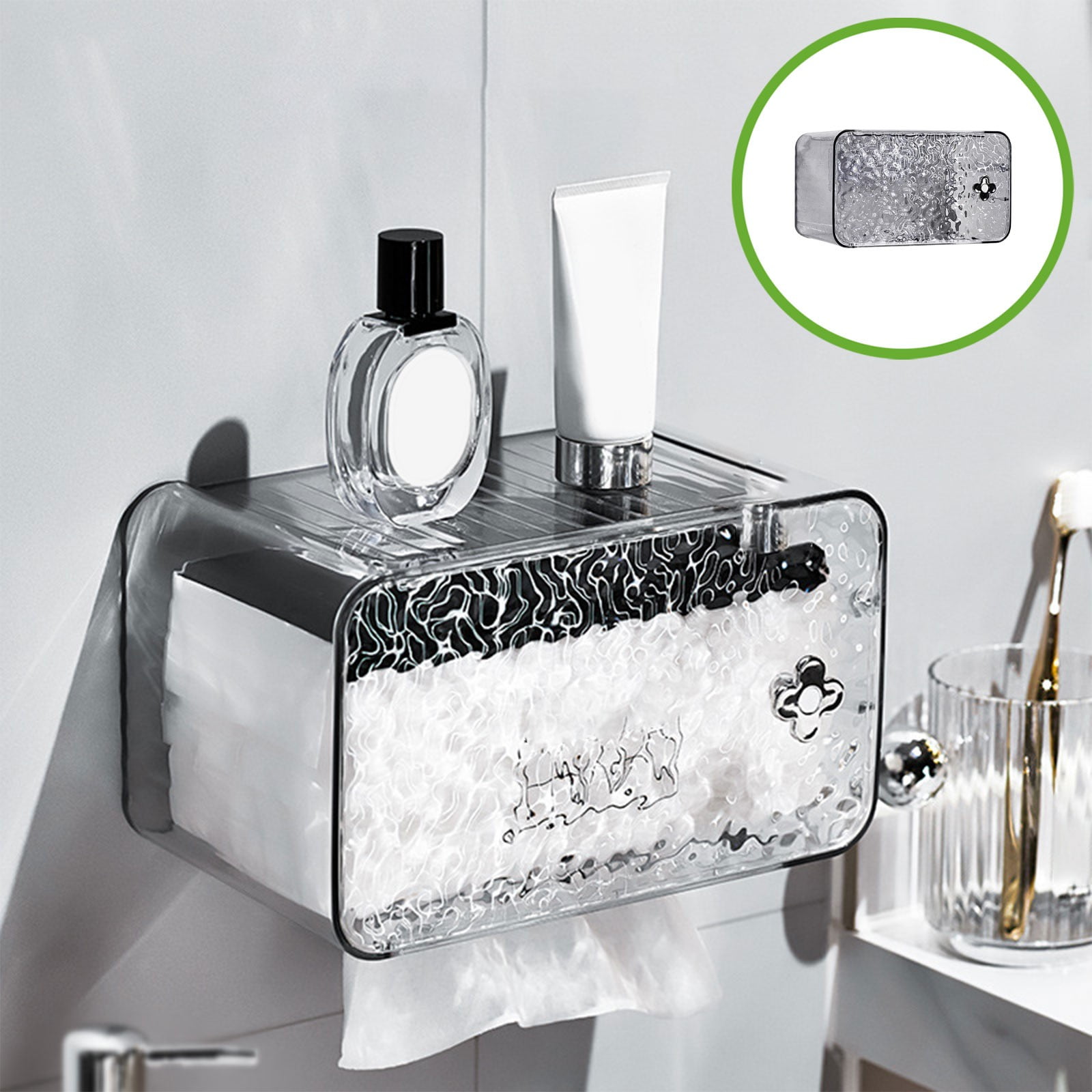 Transparent Plastic Tissue Box Holder with Drawer for Wall Mount or ...