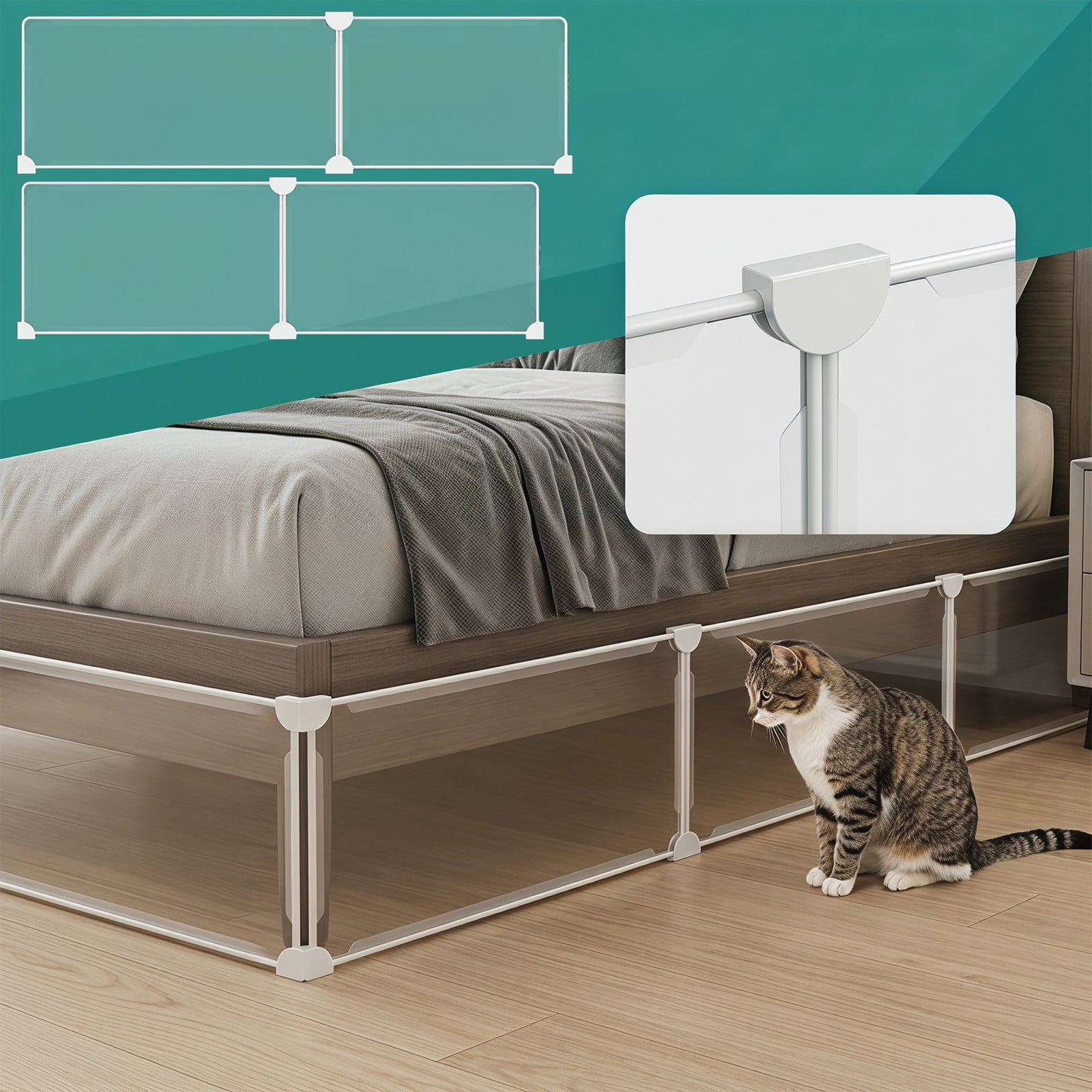 Transparent Plastic Under Bed Blocker Guard Board for Pets, Gap Barrier ...
