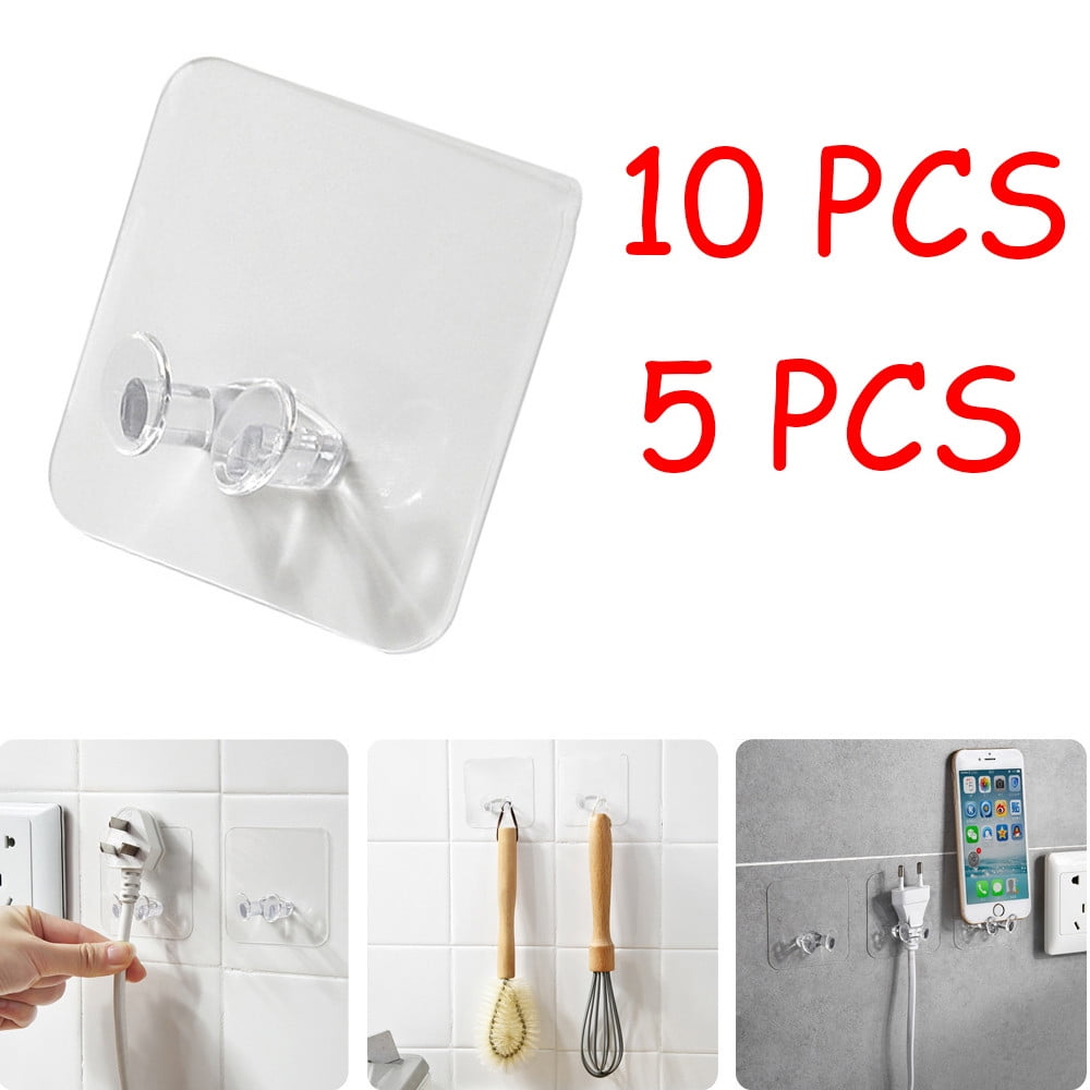 Transparent Power Plug Hook 10Pc Hook Clearance! 10Pc Wall Storage Hook ...
