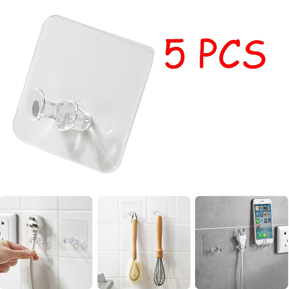 Transparent Power Plug Hook 5Pc Hook, 5Pcs Wall Storage Hook Power Plug ...