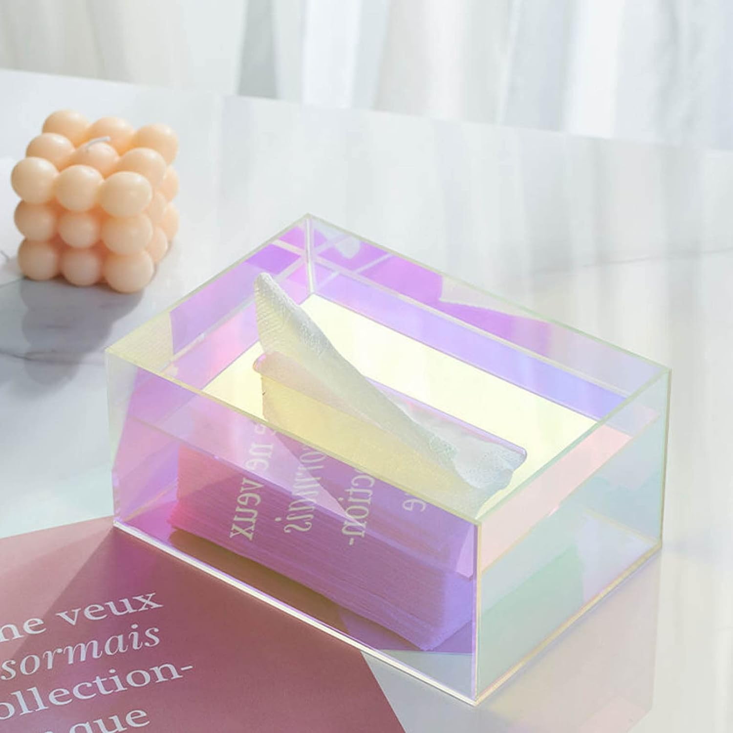Transparent Rainbow Colored Tissue Box Cover, Acrylic Tissue Box Holder ...