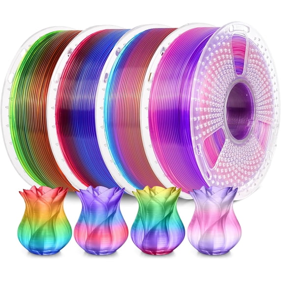 Transparent Rainbow PLA Filament Bundle Multicolor, Neatly Wound ...