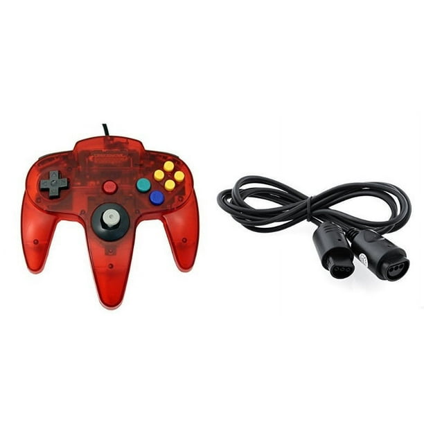 Transparent Red Replacement Controller And Extension Cord For N64 By ...