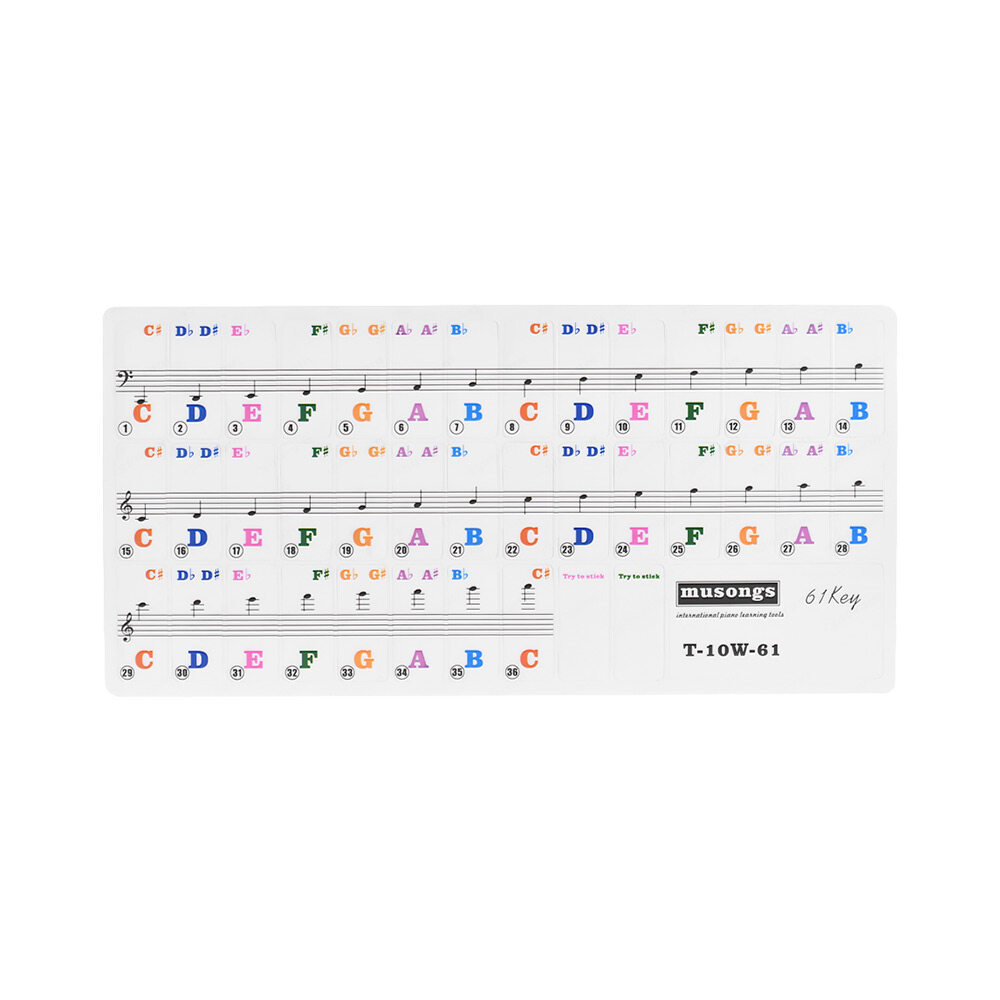 Transparent Removable Piano Keyboard Stickers for 61-key Keyboards for ...