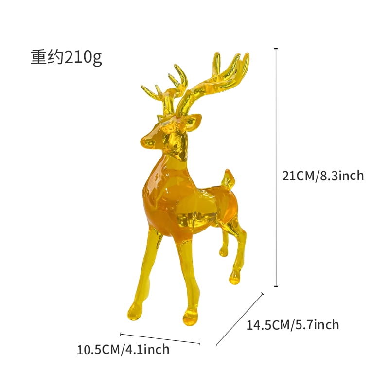 Transparent Resin Deer Figurines Statue Home Interior Tabletop Decors ...