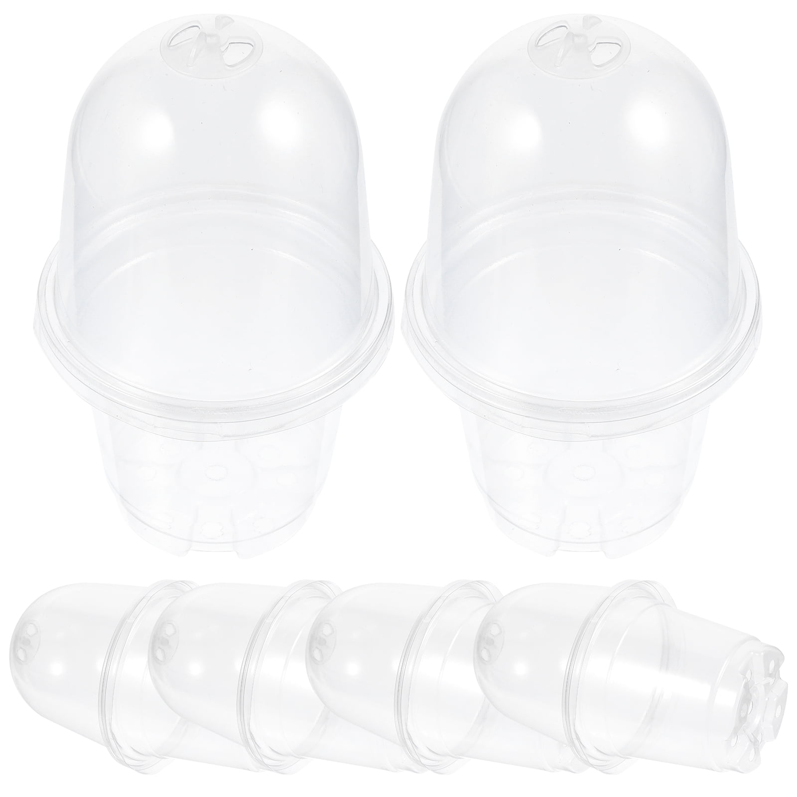 15 Pcs Transparent Pots Plant Protectors Garden Grow Domes Plastic ...