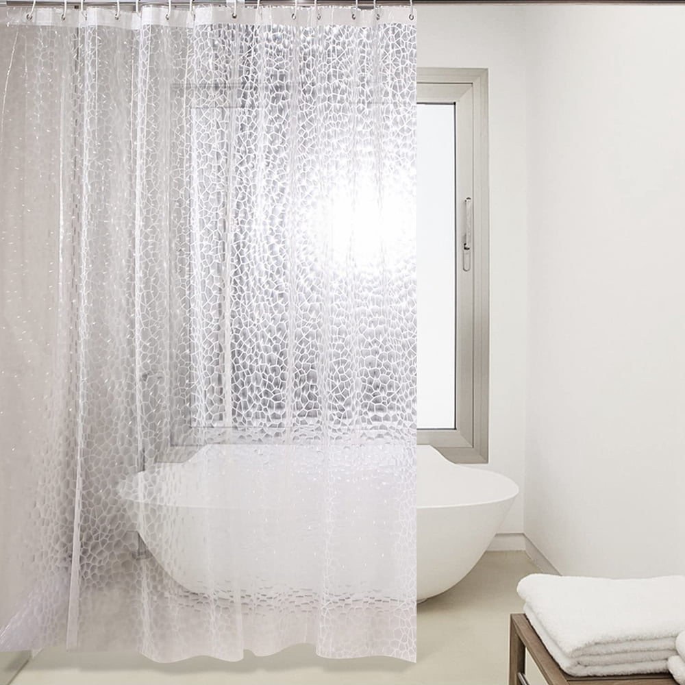 Transparent Shower Curtain Lining, 3D Pebble And Water Cube Translucent ...