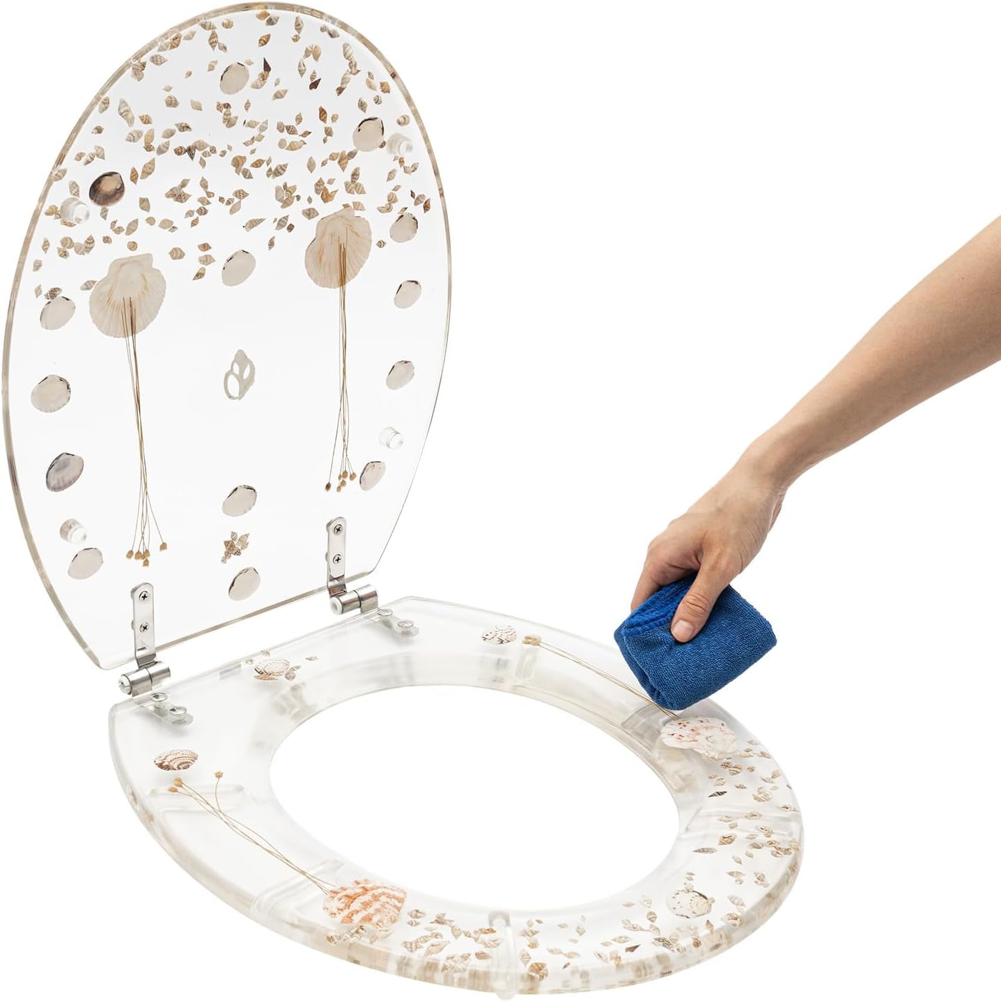 Transparent Silent Thickened Toilet Cover,Toilet Seat Resin,Sea Shell ...