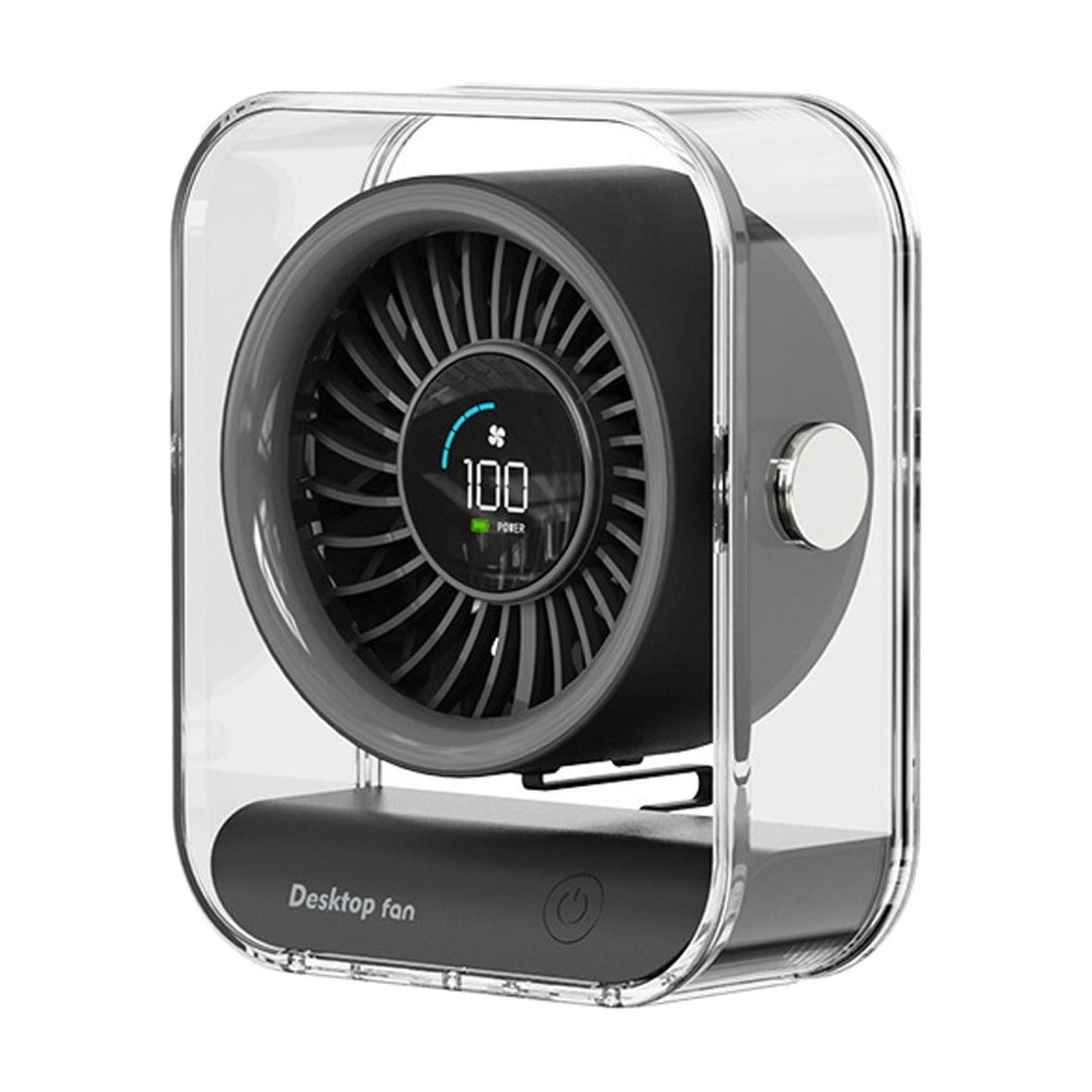 Transparent Small Fan LED Digital Display Home Bedroom Air Circulation ...