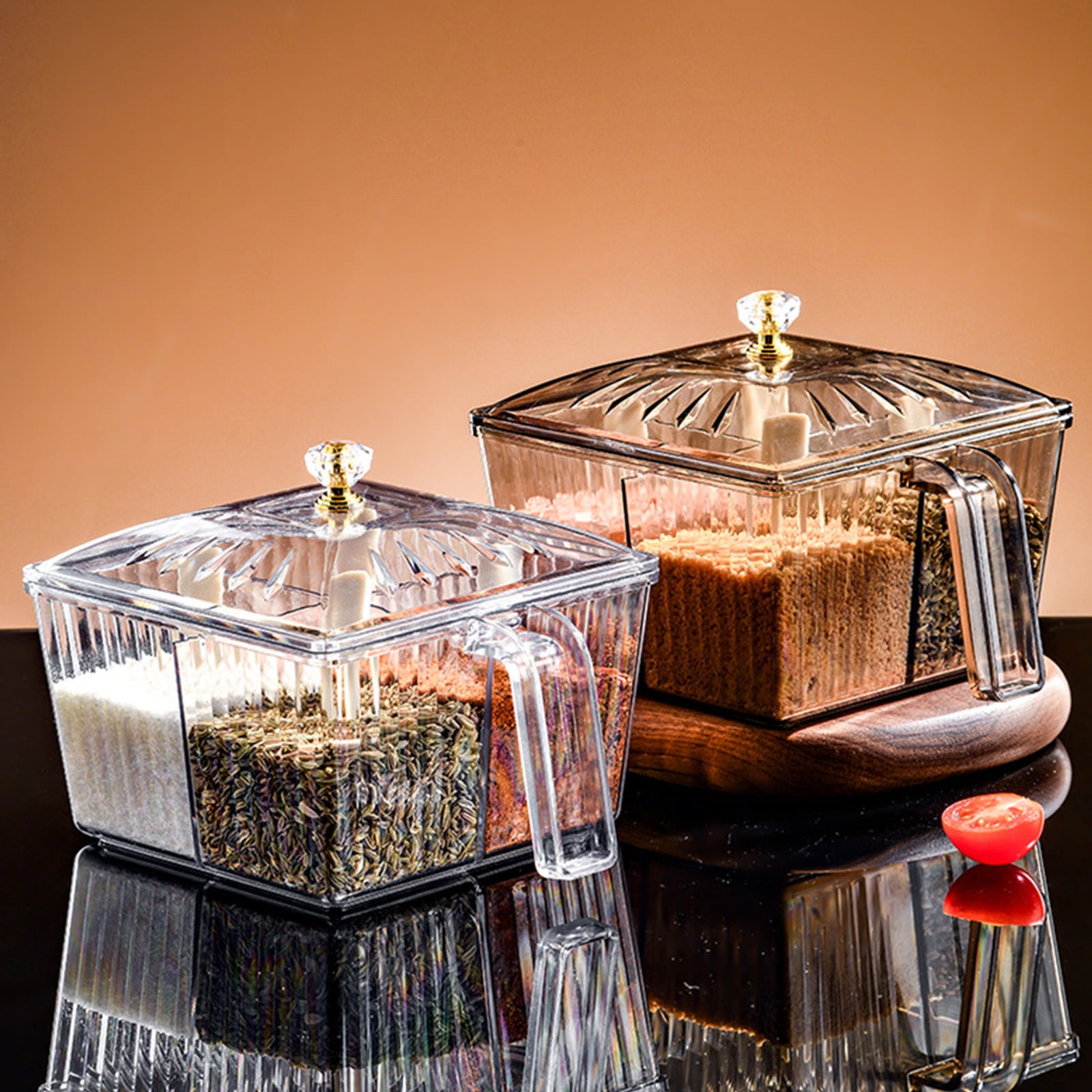 Transparent Spice Organizer Box | Multipurpose Plastic Storage With 4 ...