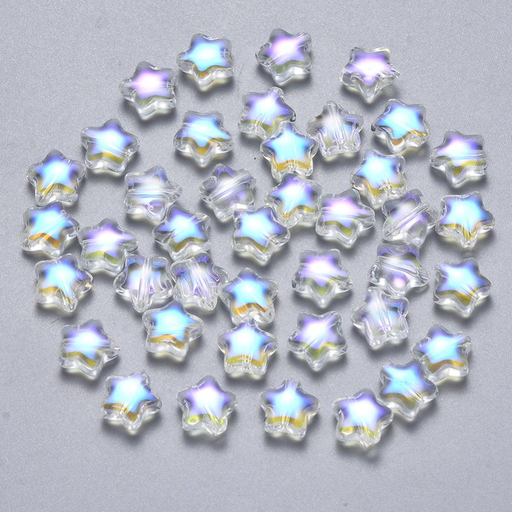 Transparent Spray Painted Glass Beads AB Color Plated Star Clear AB 8x8 ...