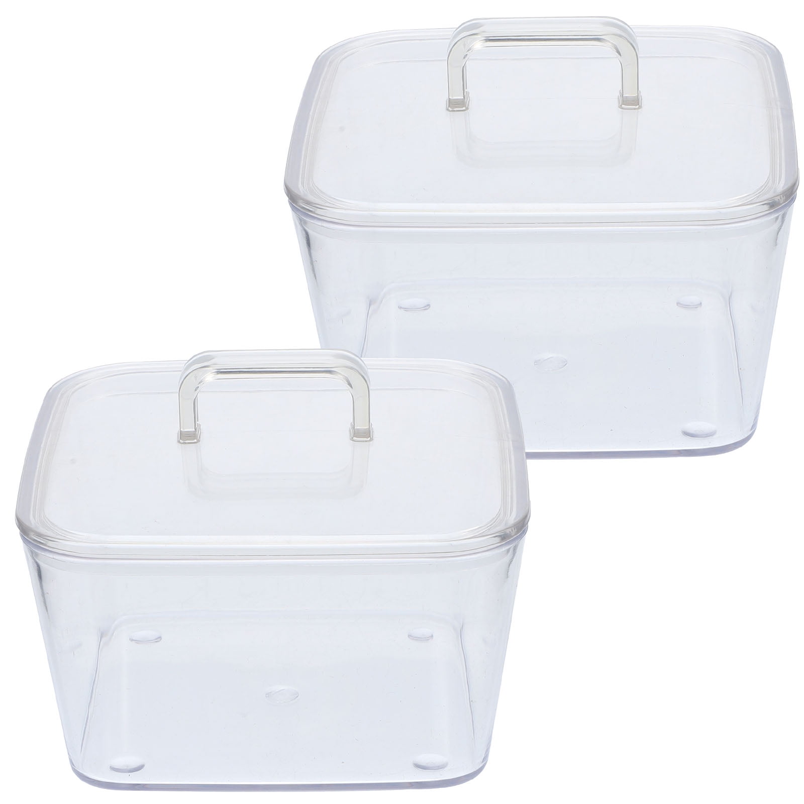 Transparent Square Bowl with Lid 2 Pcs Pudding Large Salad Serving ...