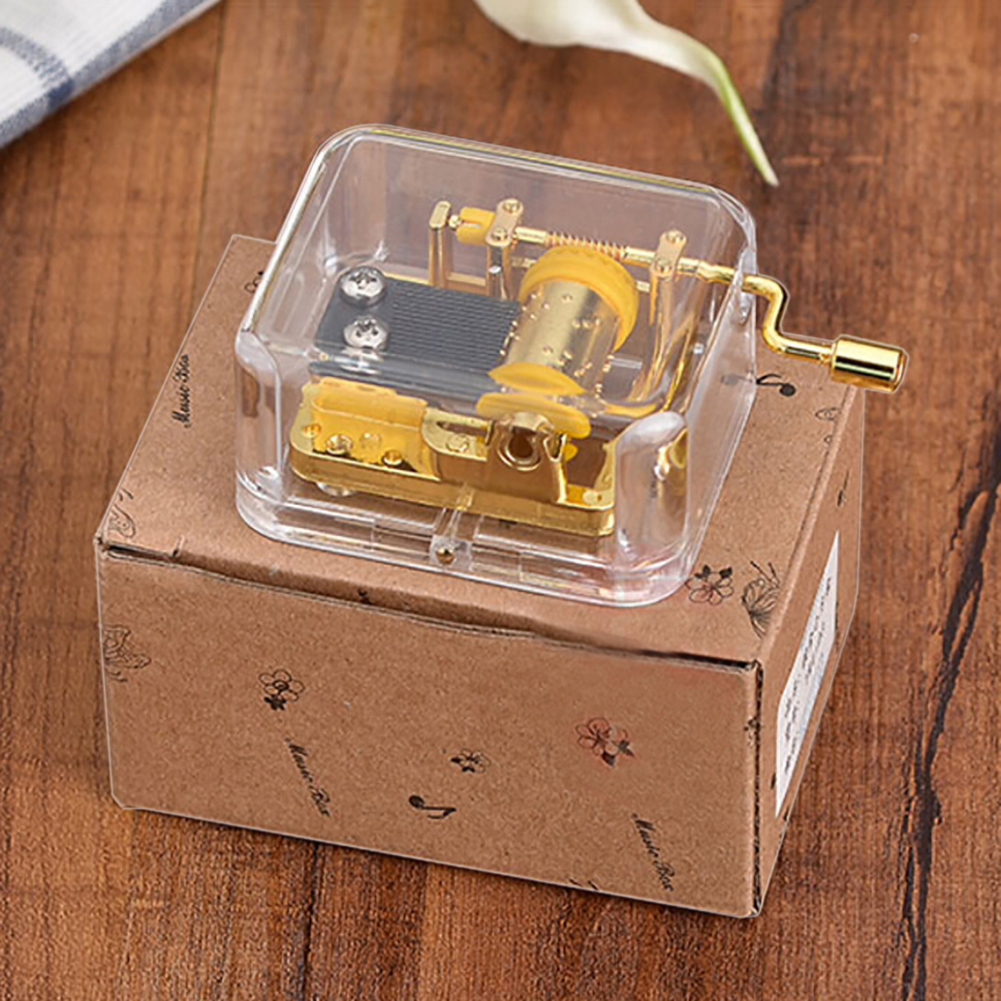 Transparent Square Music Box Track Acrylic Clear Hand Crank Music Boxes ...