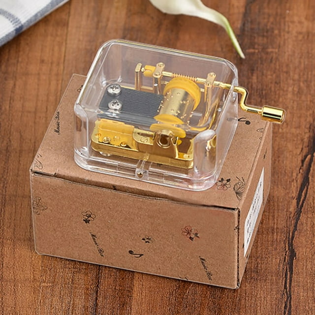 Transparent Square Music Box Track Acrylic Clear Hand Crank Music Boxes ...