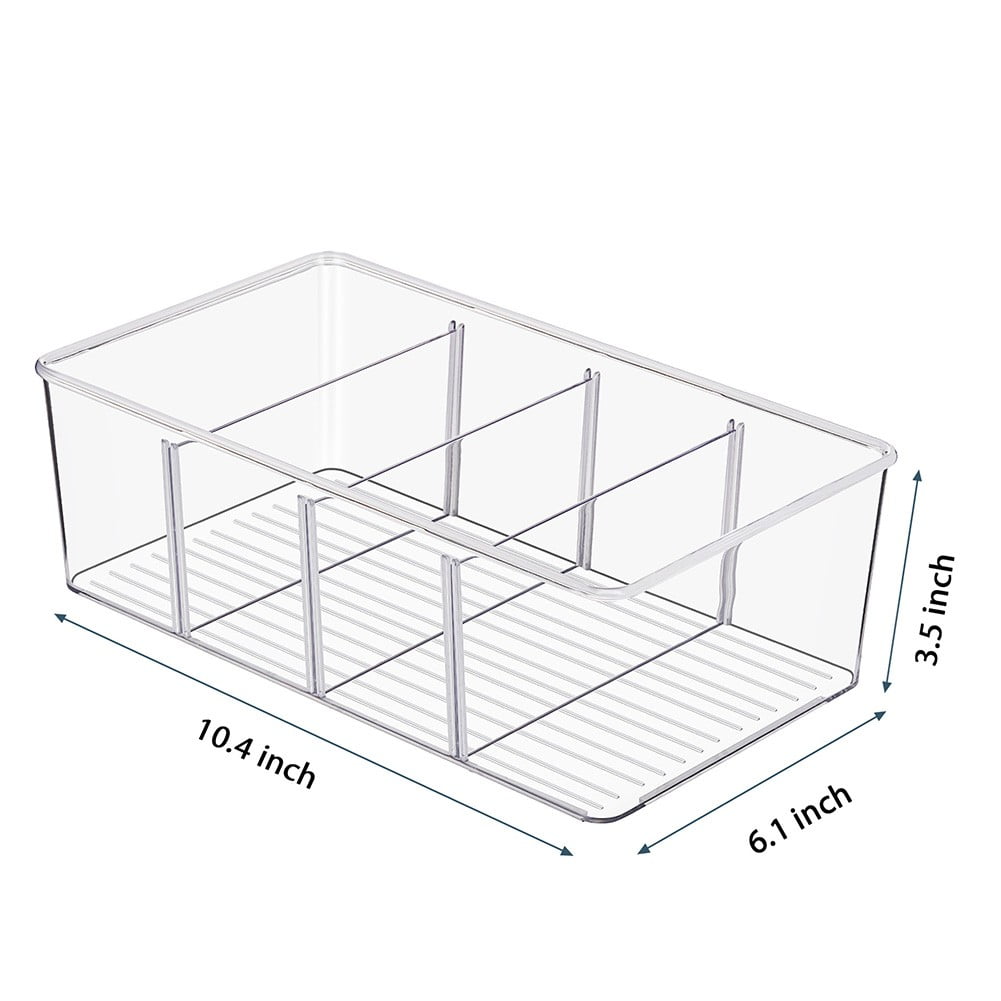 Transparent Stackable Divider Storage Box with Lid for Kitchen and ...