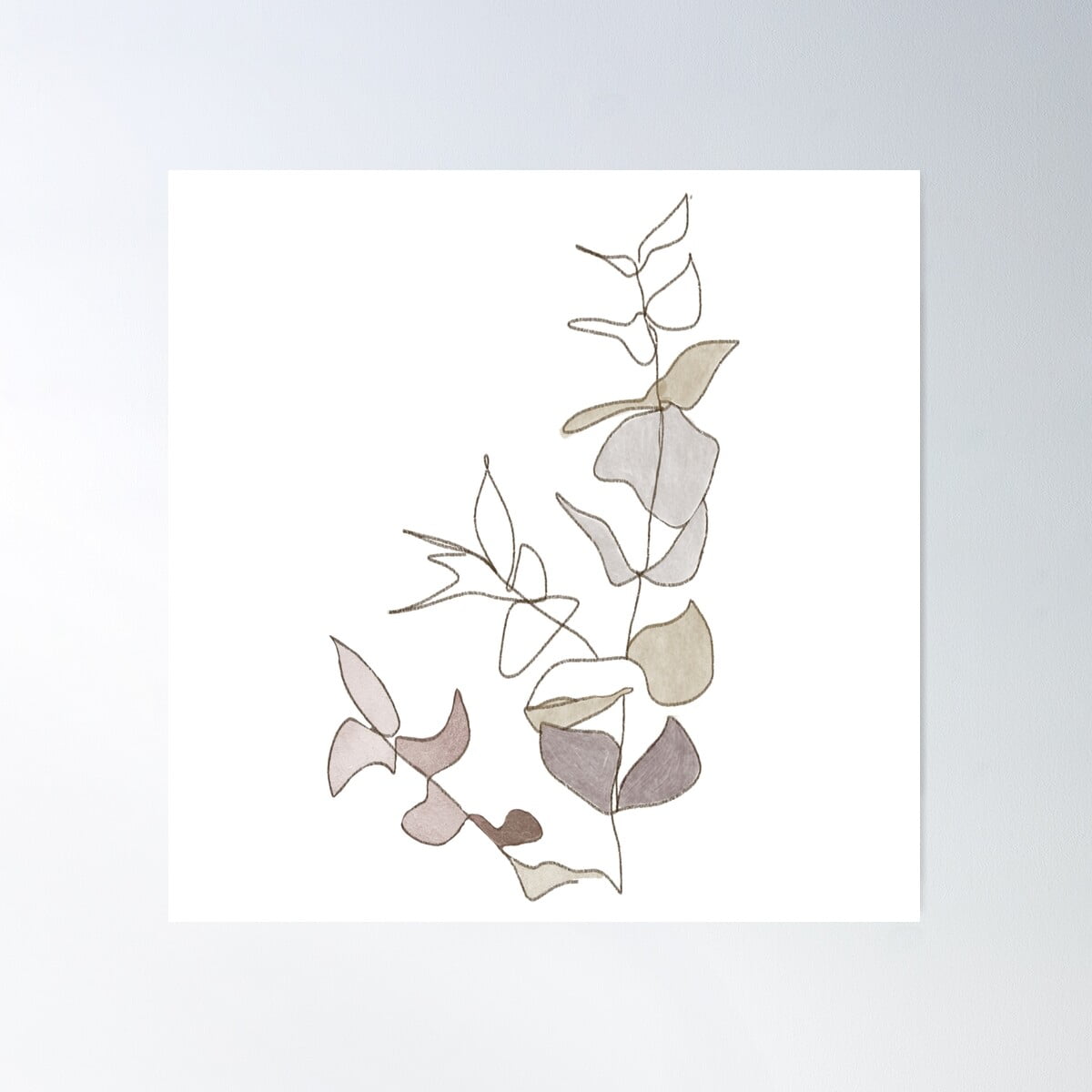 Transparent Sticker.Eucalyptus Branch In Line Art Style. Minimalistic ...