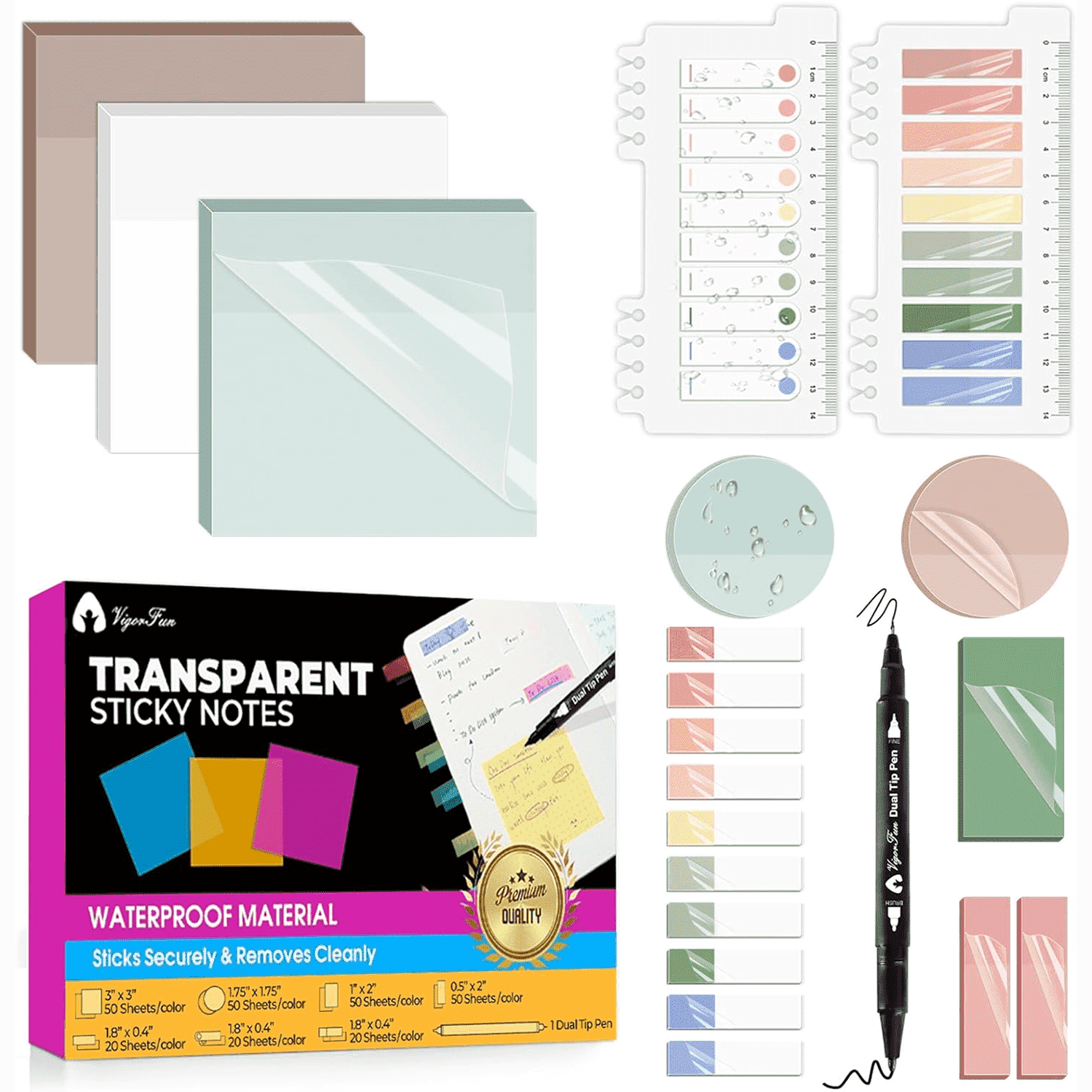 Transparent Sticky Notes, 1000 Sheets Clear Sticky Notes Pads with Pen ...