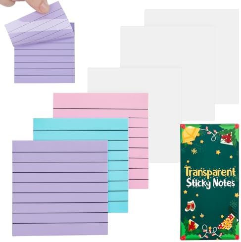 Transparent Sticky Notes with Christmas Gift Box, 6 Pads 3x3 Inch ...