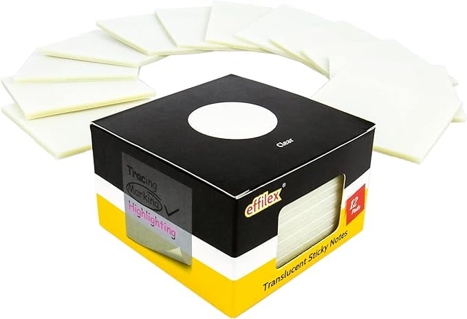 Transparent Sticky Notes, Pack of 12 Pads, Translucent Sticky Notes Set ...
