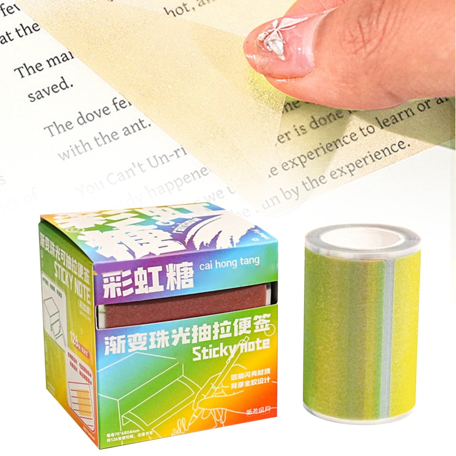Transparent Sticky Notes Set - 126 Sheets 5-Color PET Full Adhesive ...