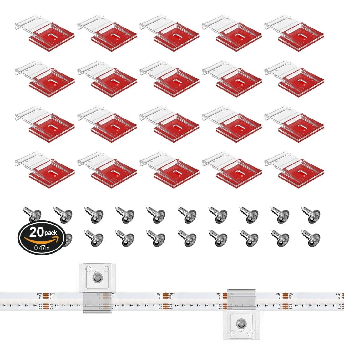 Transparent Strip Light Clips,Self Adhesive with Screws Mounting Holder ...