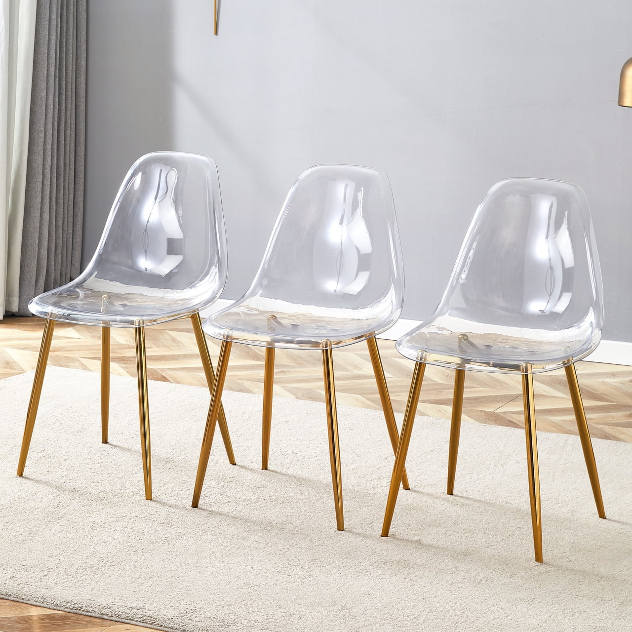 Transparent and Stylish Ergonomic Dining Chair, Clear Dining Chairs Set ...
