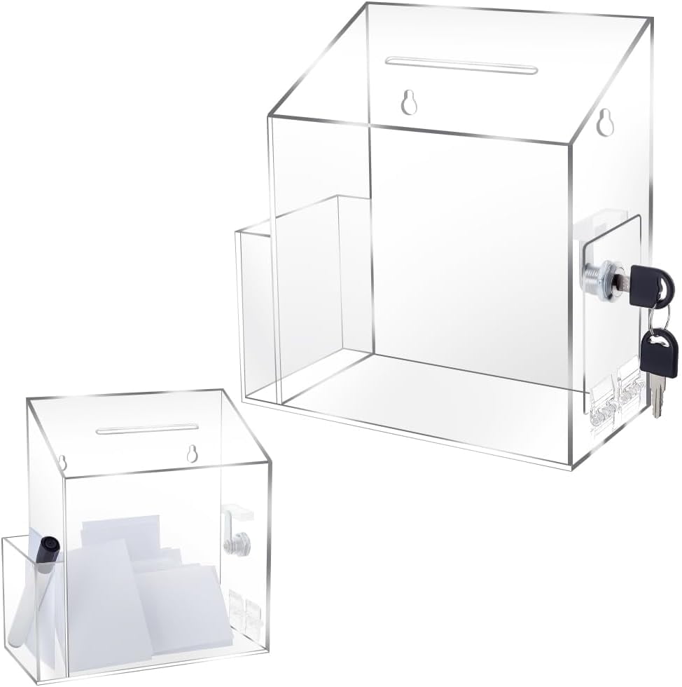 Transparent Suggestion Box with Key Lock 8.3x8.7in Large Acrylic Ballot ...