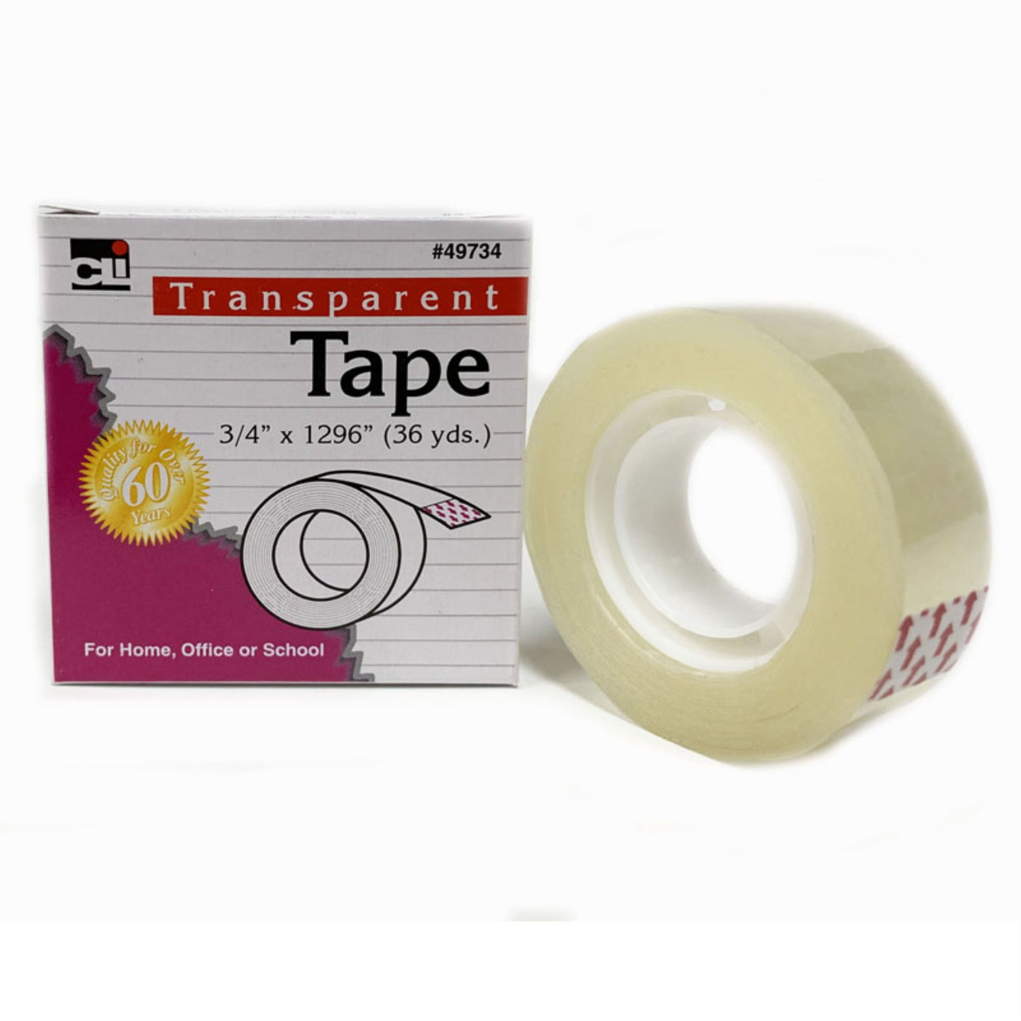 Transparent Tape, 3/4" x 36 yds, 1" Core, 1 Roll | Bundle of 5 ...