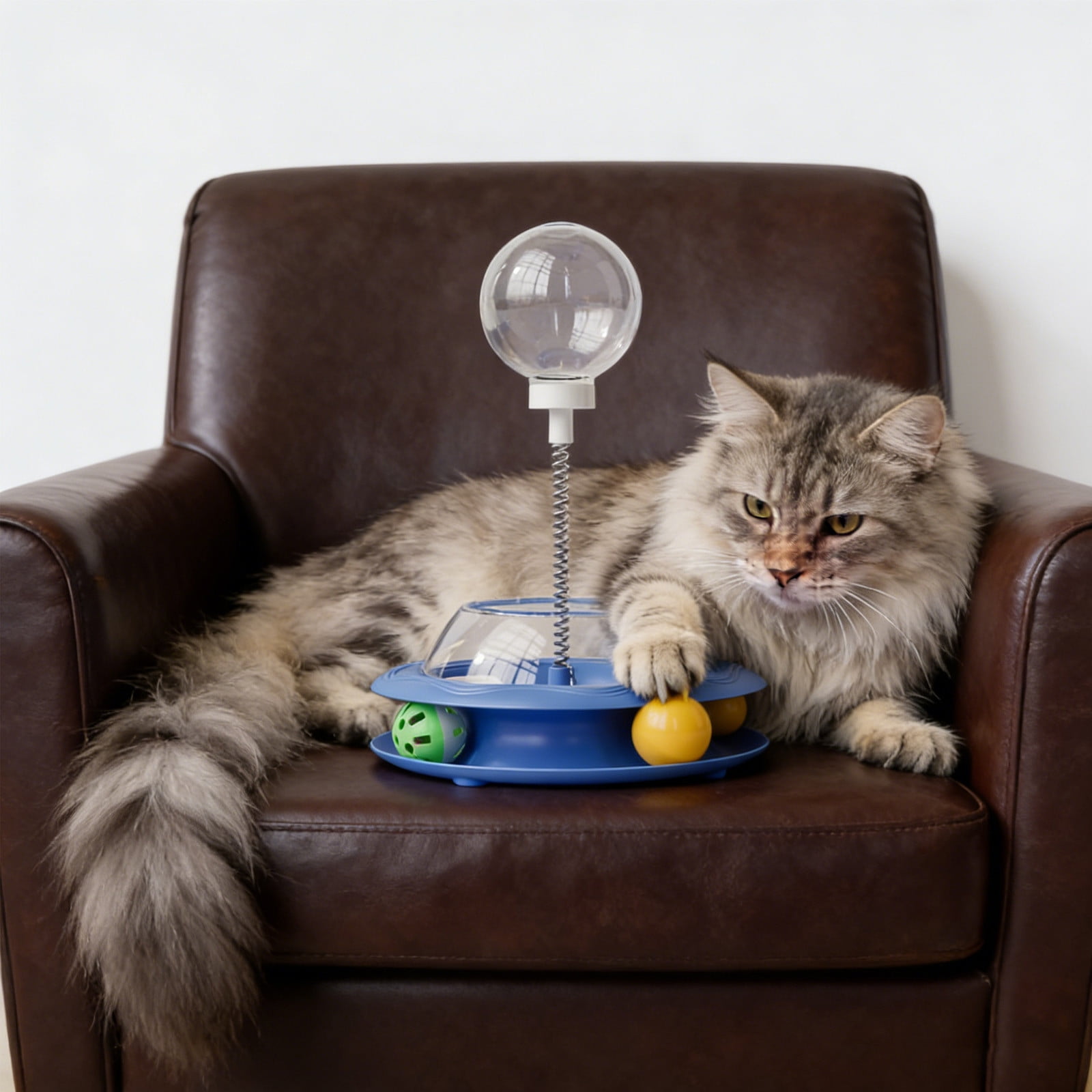 Transparent Track Puzzle Cat Toy with Treat Dispensing Ball ...