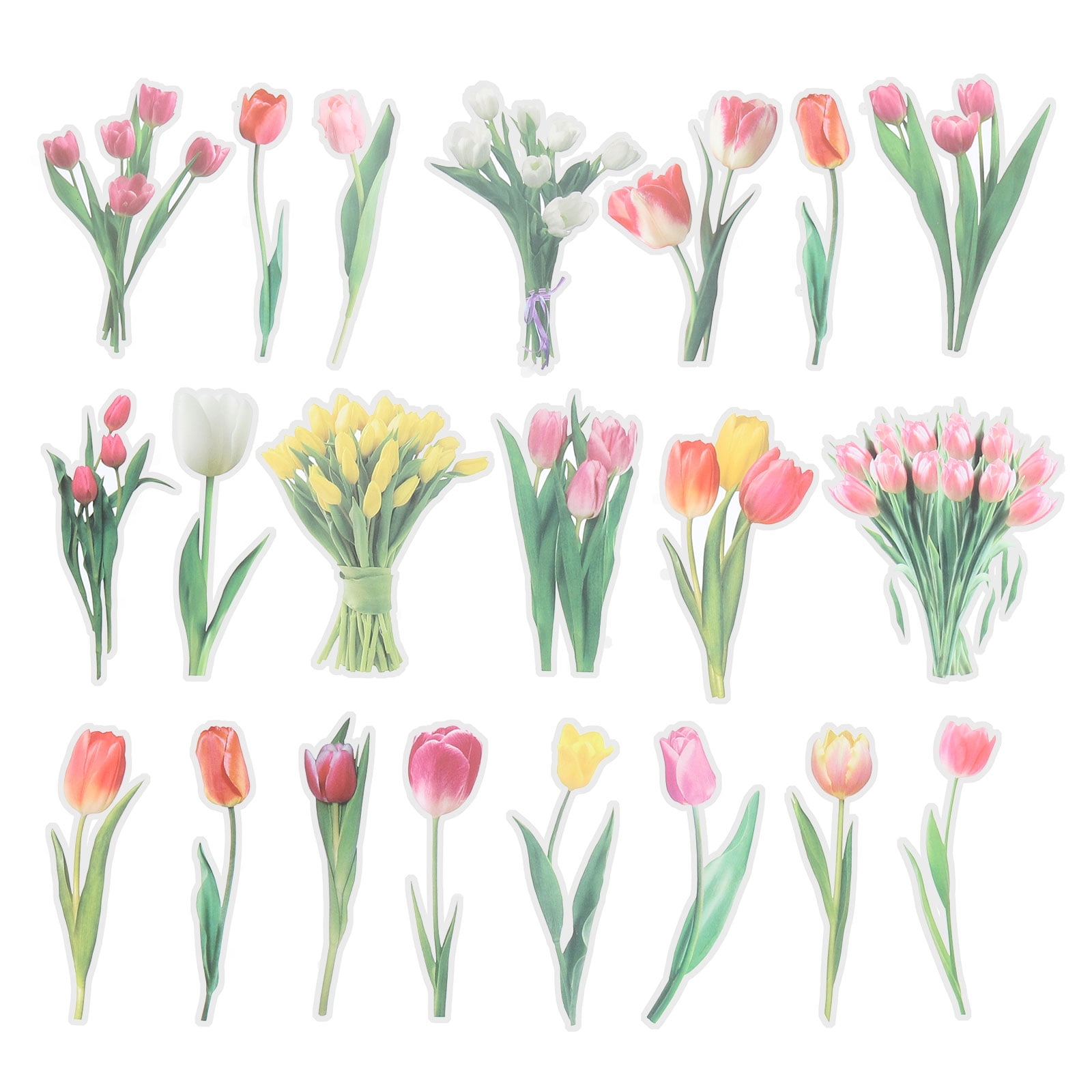 Transparent Tulips Flower Vinyl Stickers, PET Clear Flowers Decals ...