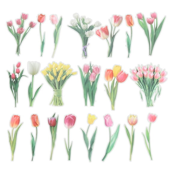 Transparent Tulips Flower Vinyl Stickers, PET Clear Flowers Decals ...