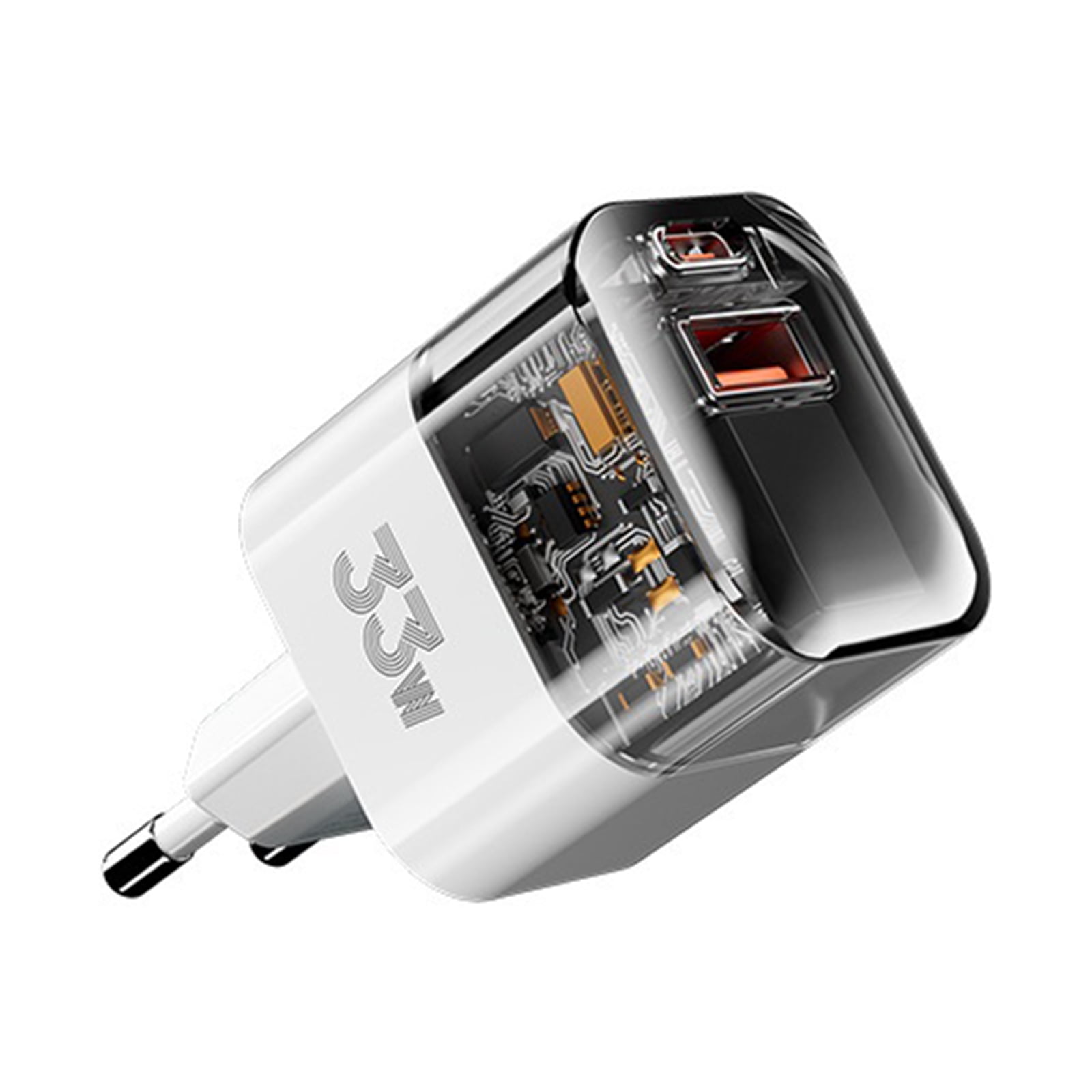 Transparent USB Wall Charger Block 33W Dual Port PD Power Fast Type C ...