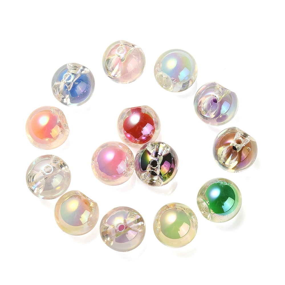 Transparent UV Plating Rainbow Iridescent Acrylic European Beads Bead ...