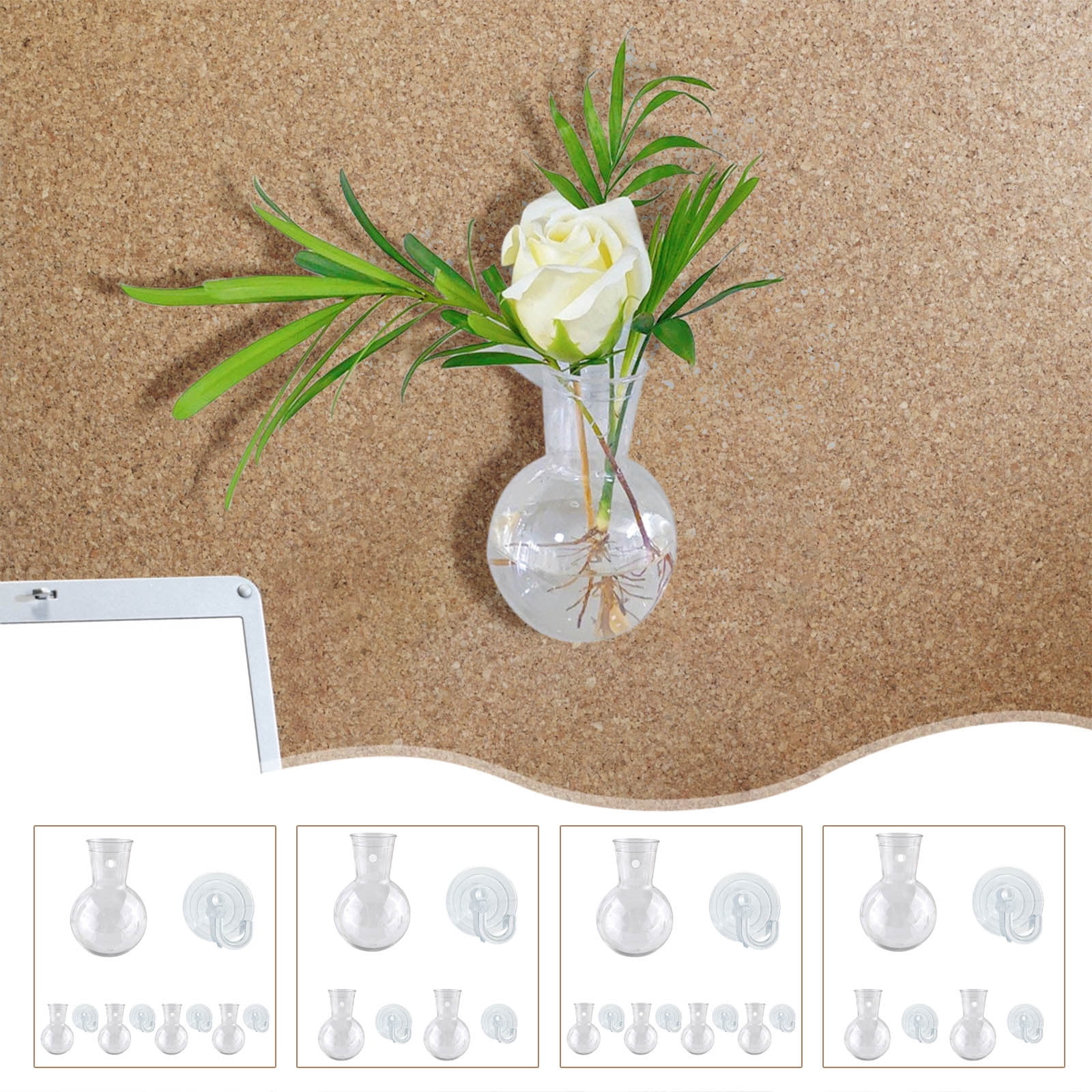 Transparent Wall Vase Suction Cup Fish Tank 8-Inch Glass Bowl Submerged ...