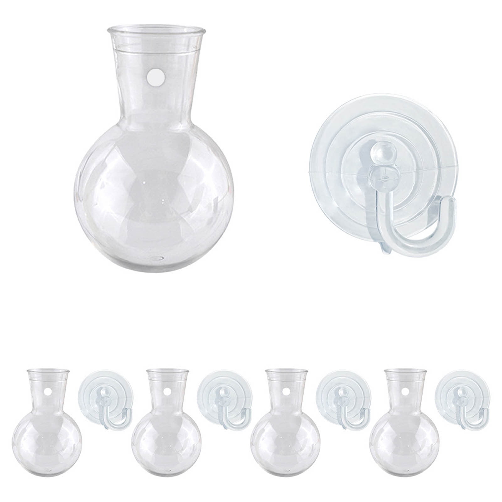 Transparent Wall Vase Suction Cup Flower Pot 8-Inch Glass Tank Modern ...